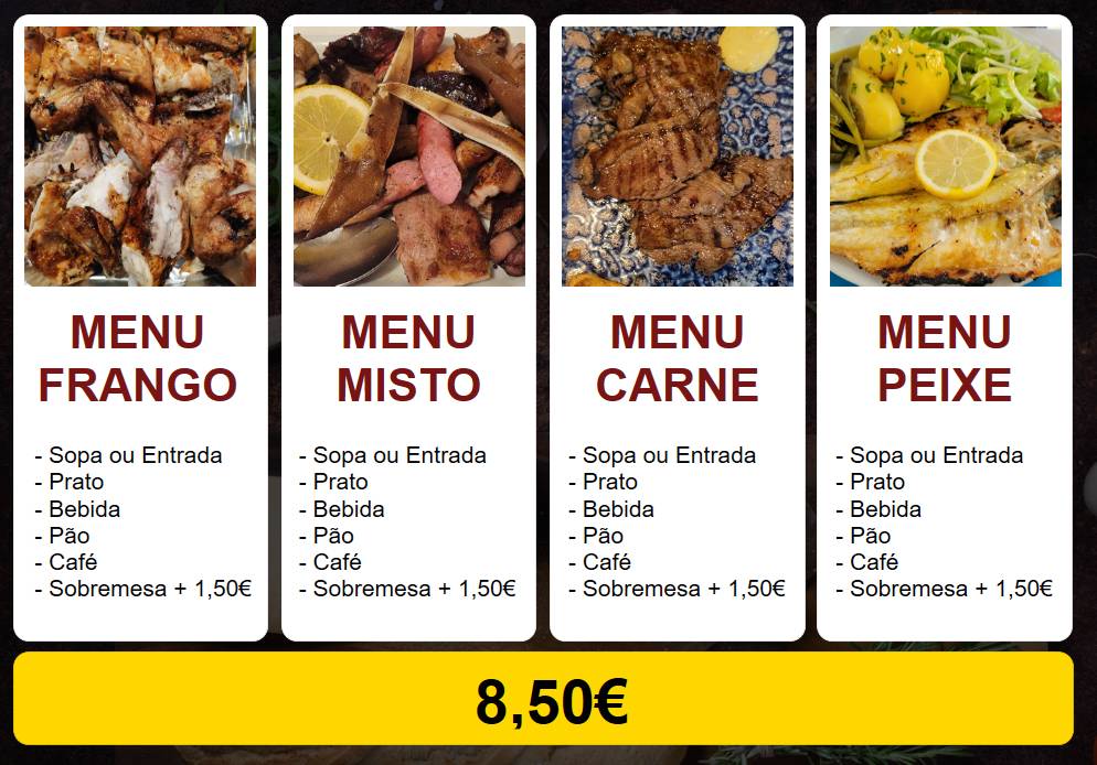 Menu em D´Grill restaurante, Balugães