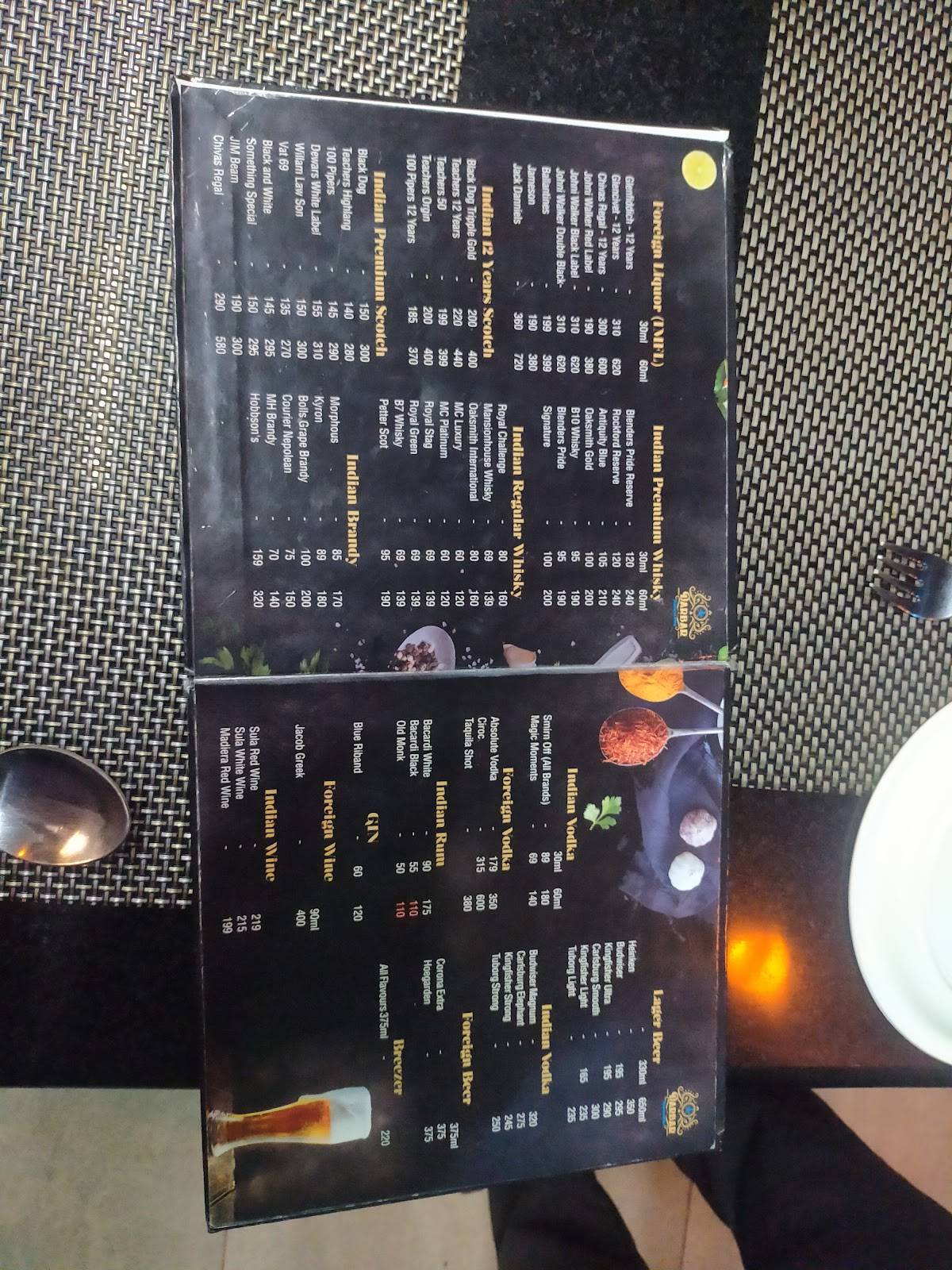 Menu at DARBAR RESTAURANT AND BAR, Hyderabad, Mallampet Rd