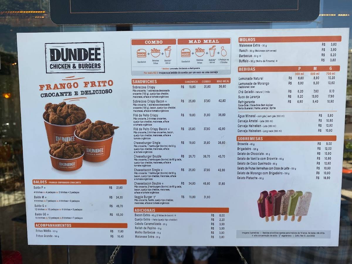 Menu em DUNDEE Chicken & Burgers restaurante, Brasília, R. das Pitangueiras