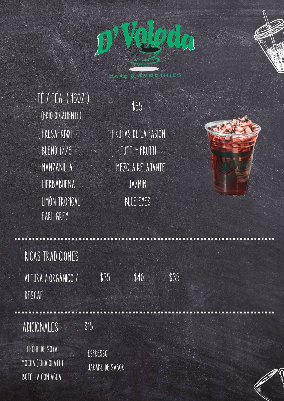 Carta del café D'Volada Tecate, Tecate