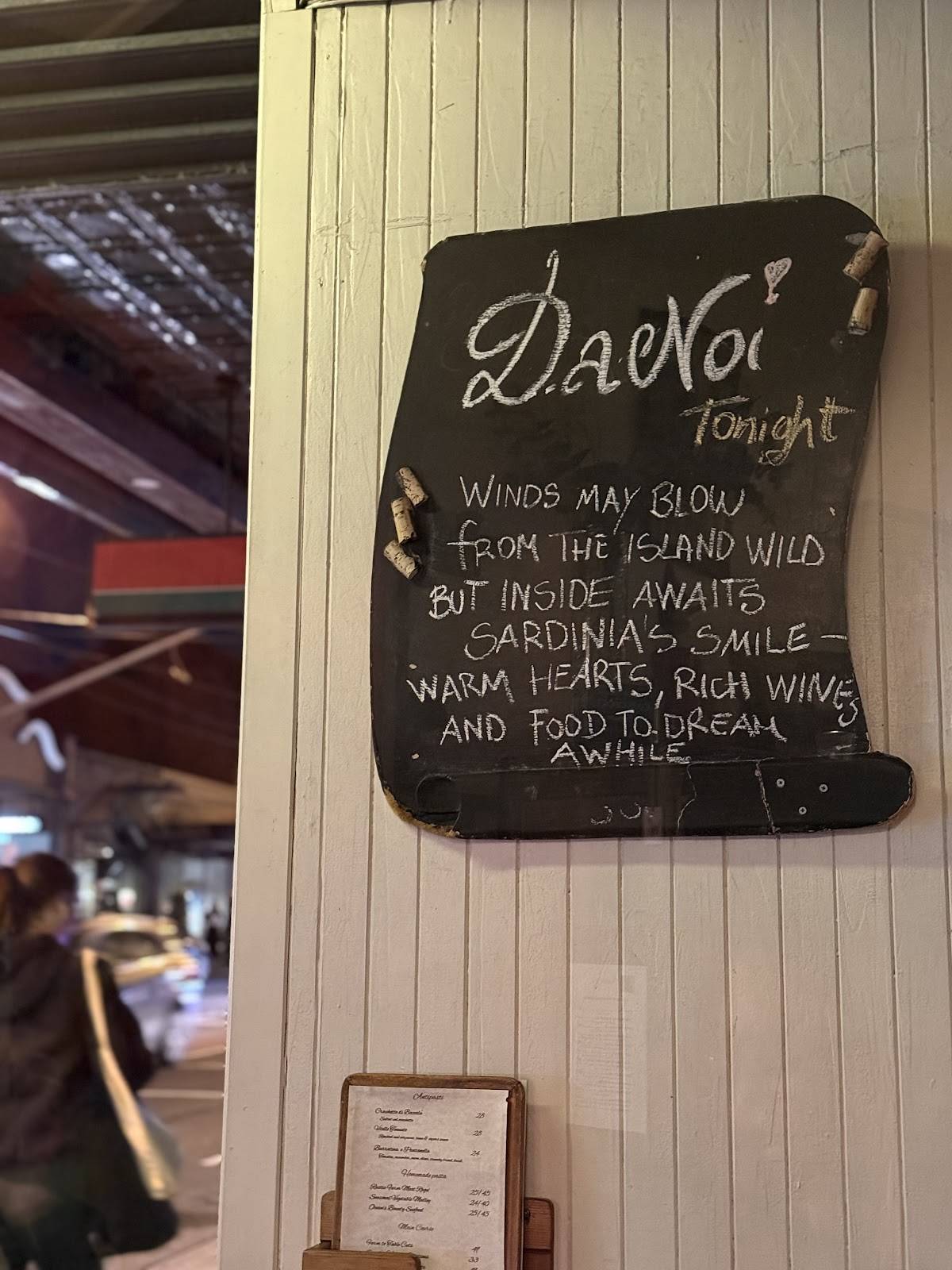 Menu at Da Noi restaurant, South Yarra