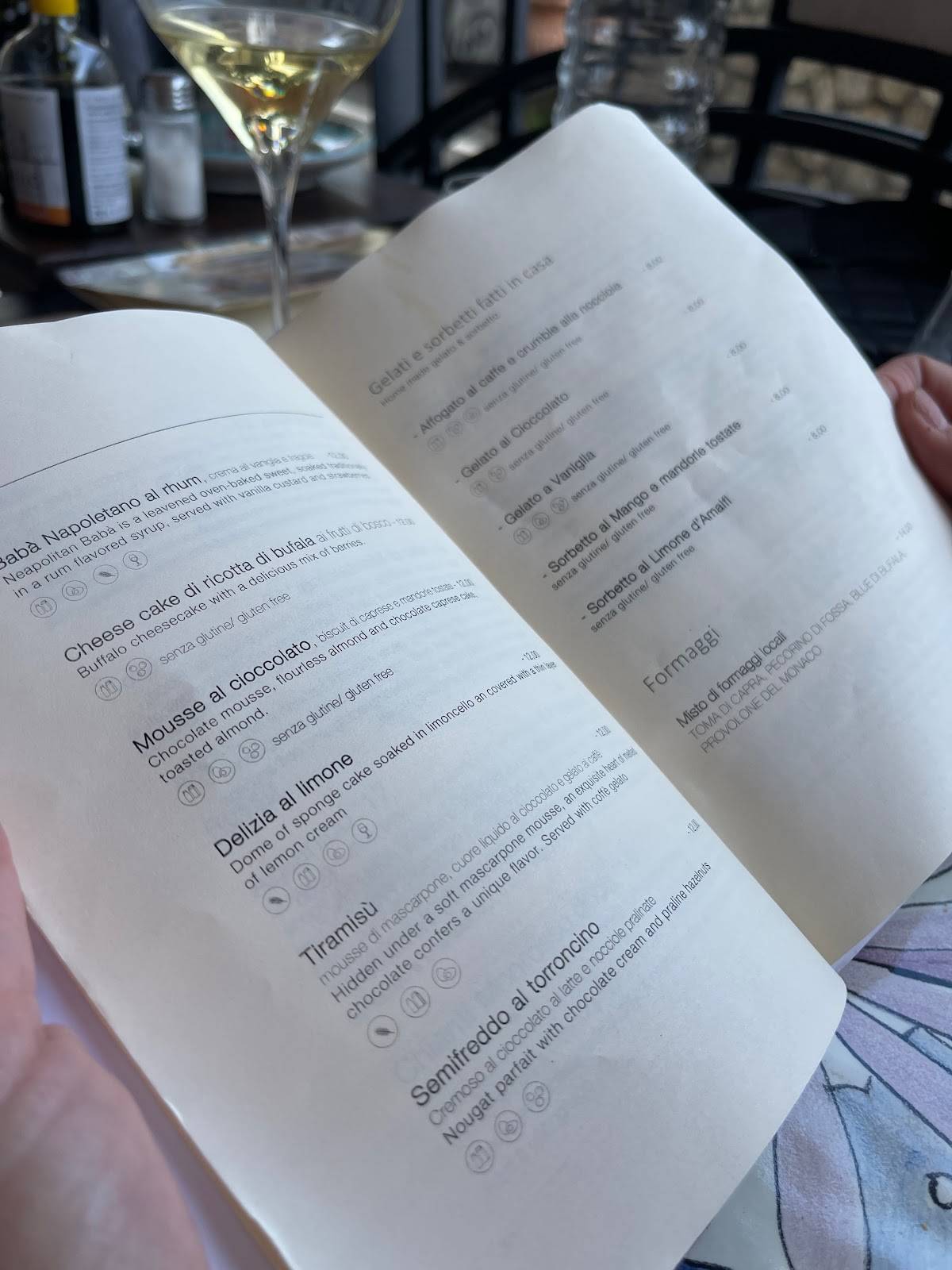 Menu at Da Vincenzo Positano restaurant, Positano, Viale Pasitea