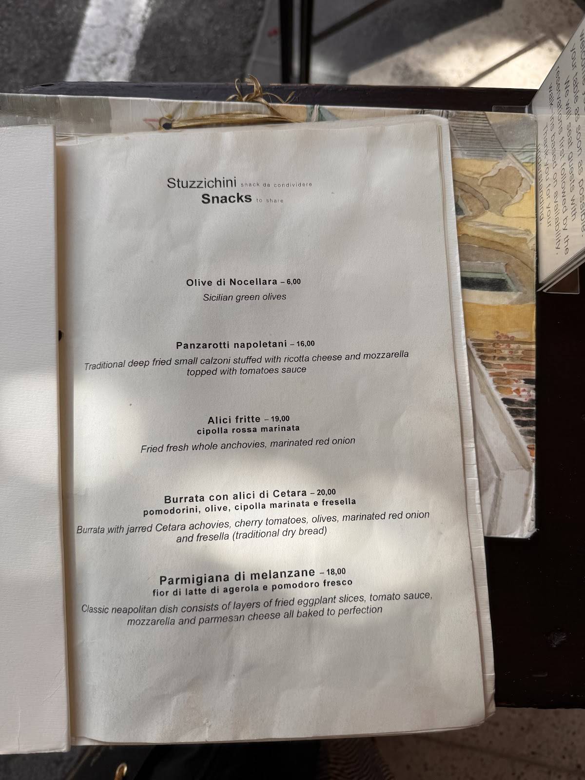 Menu at Da Vincenzo Positano restaurant, Positano, Viale Pasitea