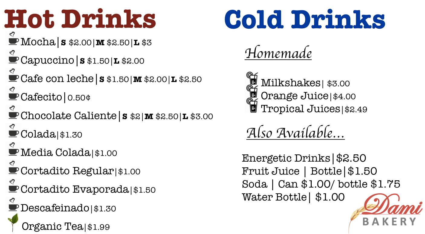 Menu at Dami Bakery, Kendale Lakes, SW 56th St