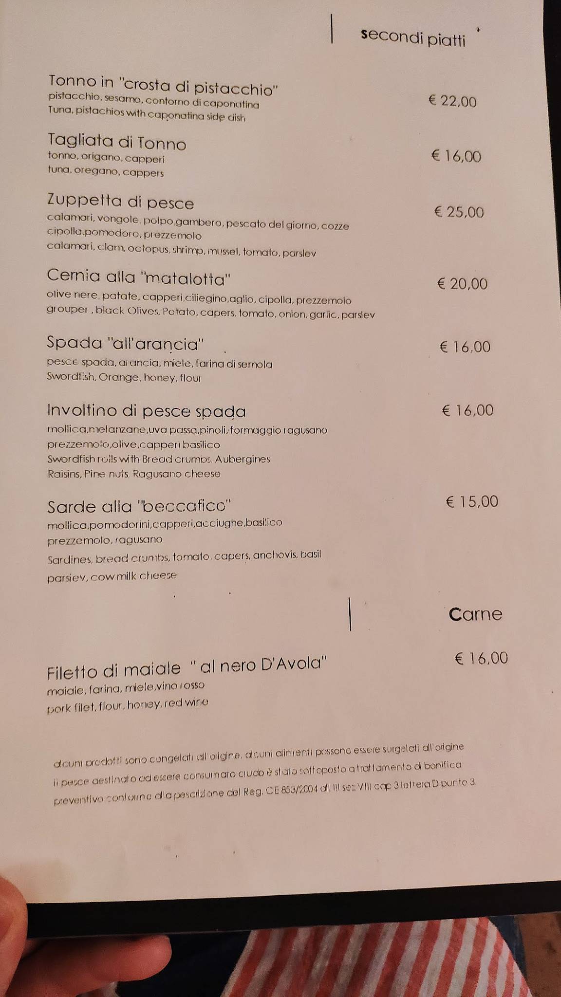 Menu da Dammuso Noto - Ristorante, Baglieri, Noto