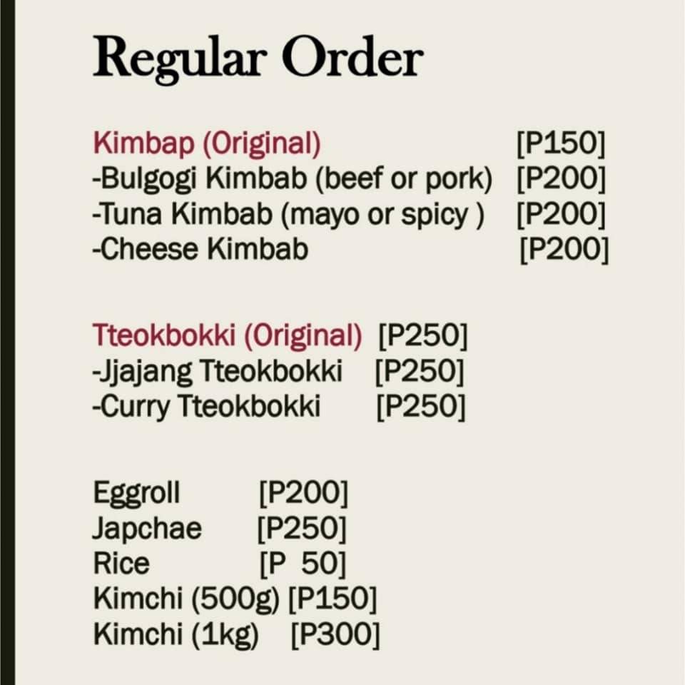 Carta del restaurante 다온 Daon Korean Cuisine, Las Pinas