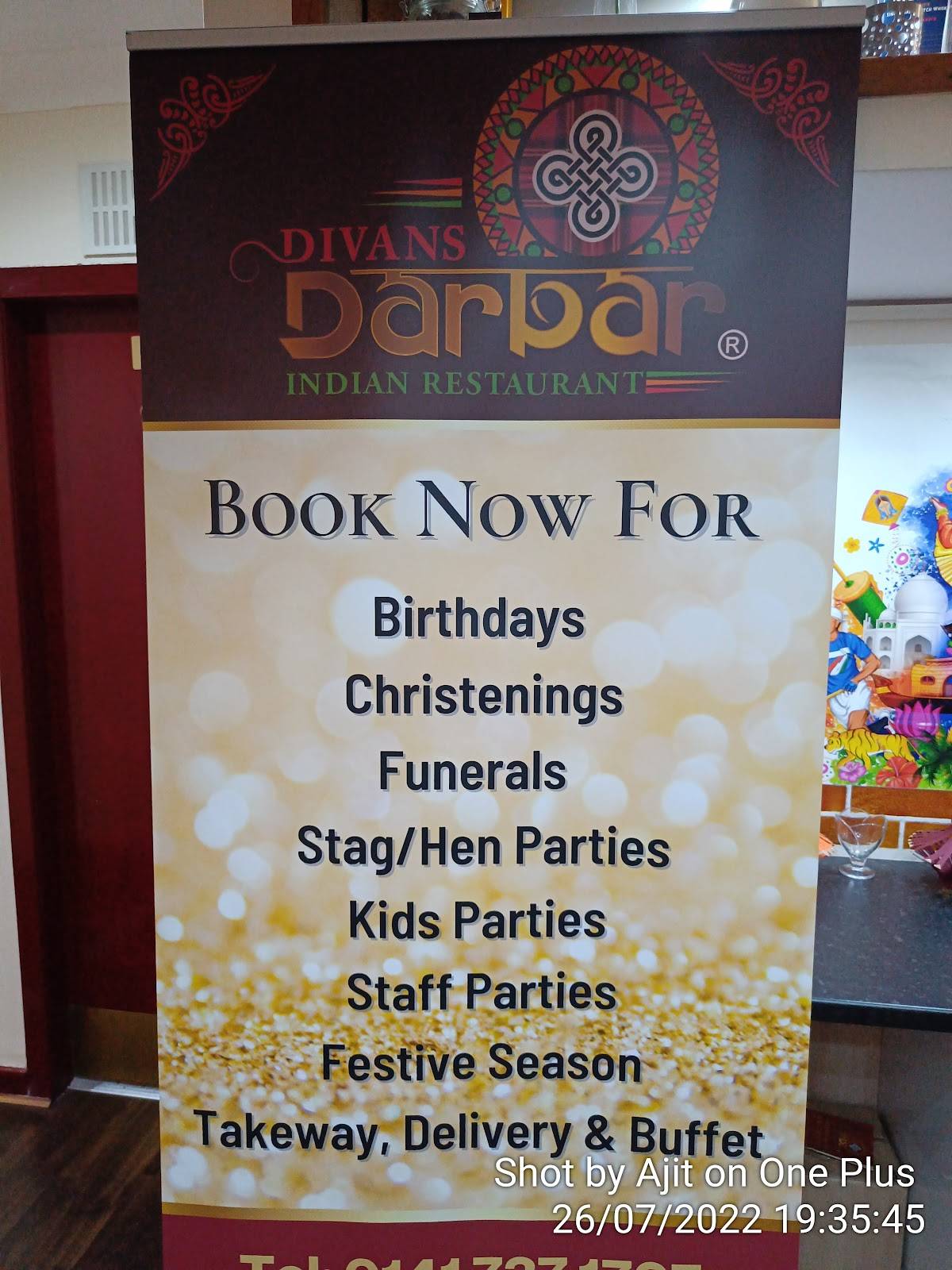 Menu at Darbar (Desi Cafe), Glasgow