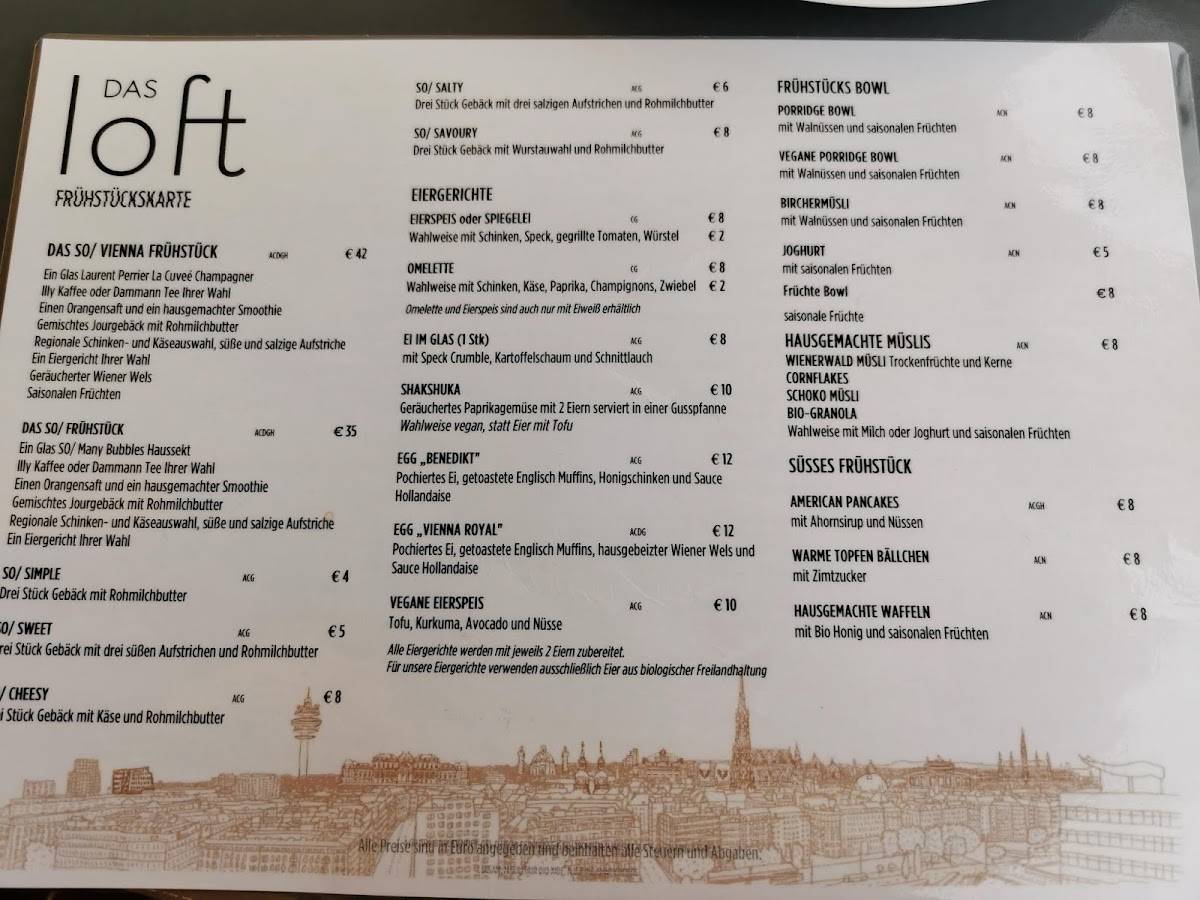 Speisekarte von Das LOFT pub & Bar, Wien
