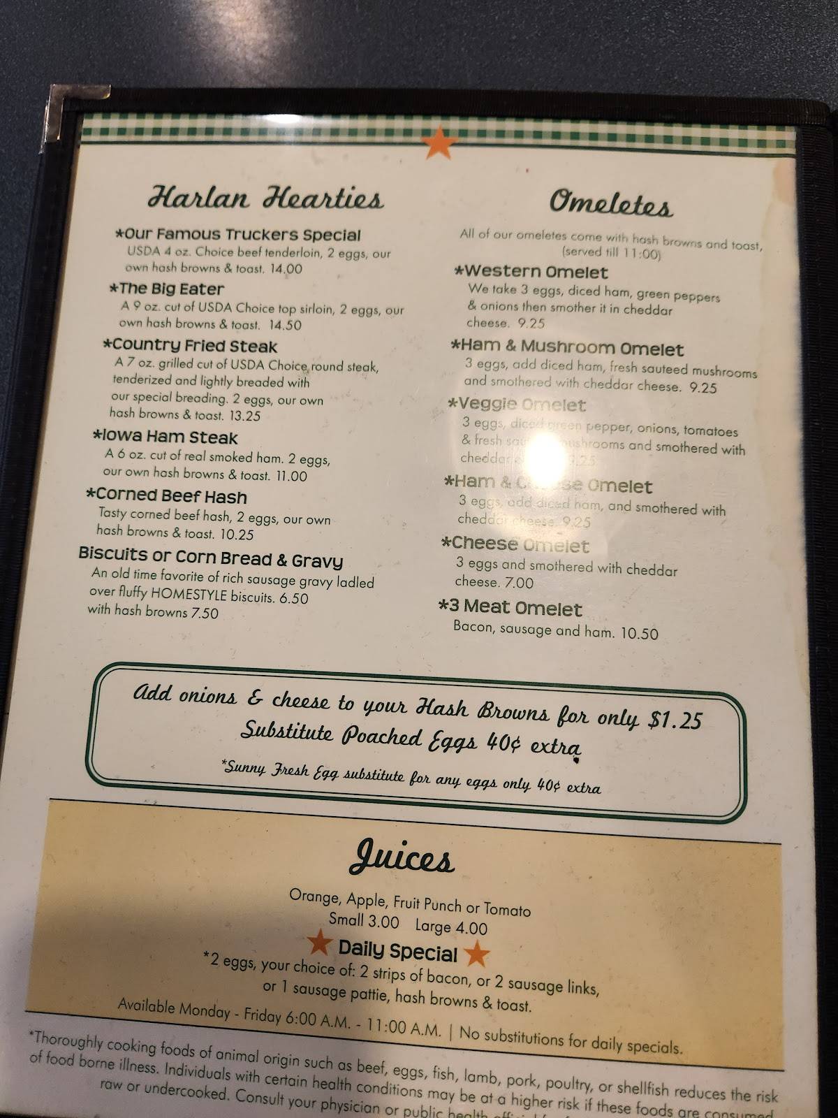 Menu at Harlan's Fine Foods restaurant, Davenport