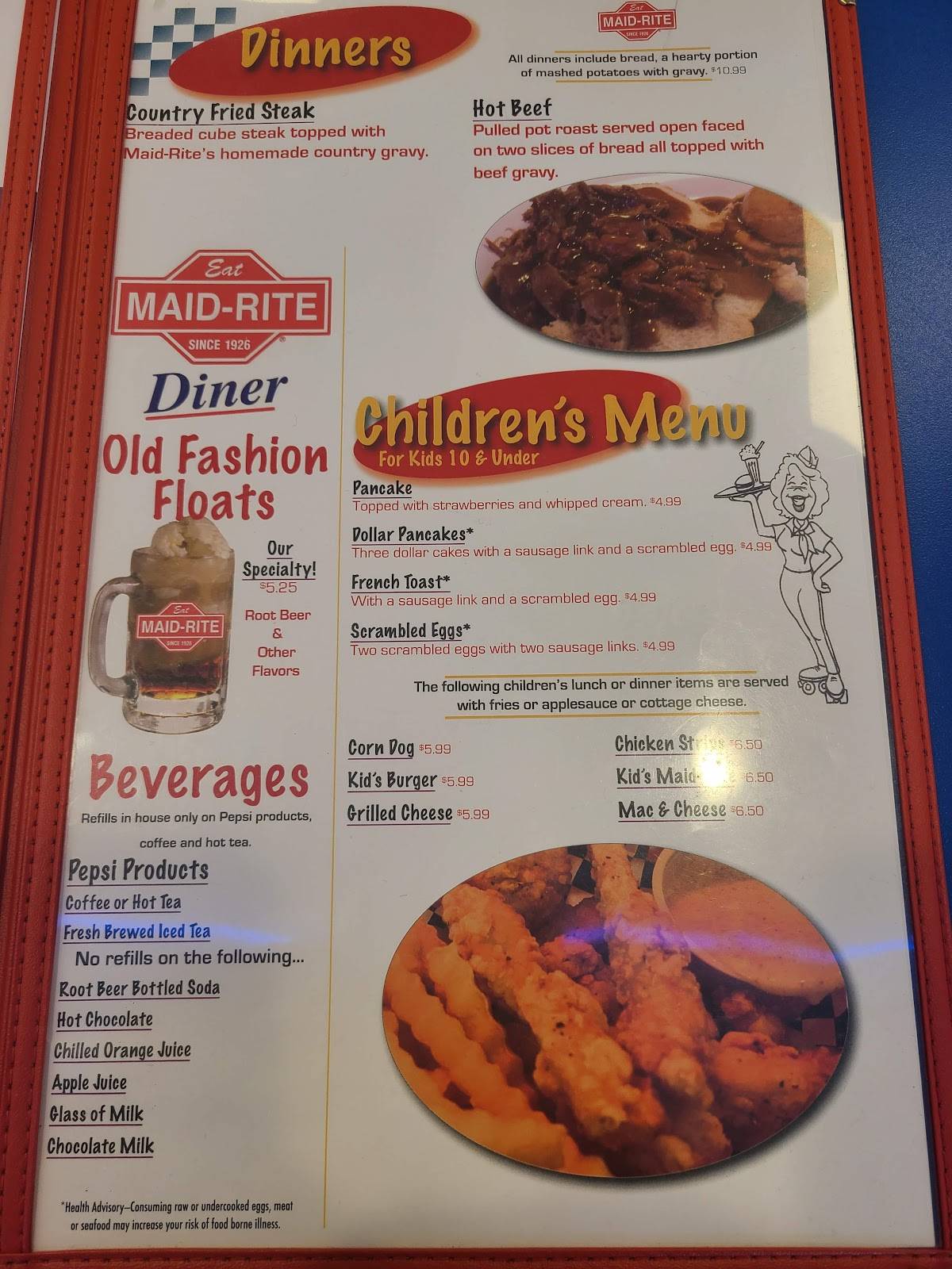 Menu at Maid-Rite restaurant, Davenport, N Division St