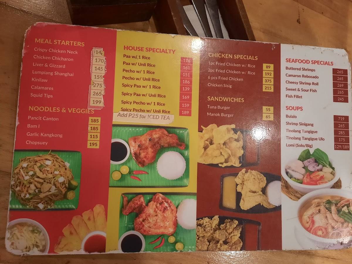 Menu at Dear Manok restaurant, Cagayan de Oro, #153 Corner