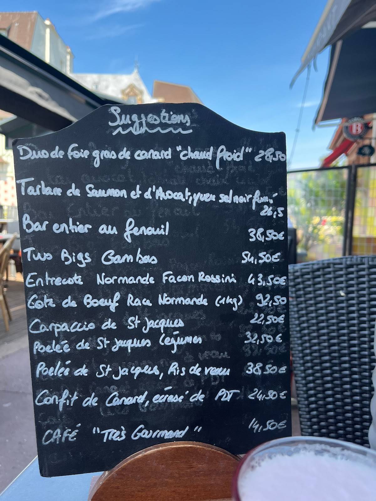 Menu au Le Jardin restaurant, Deauville