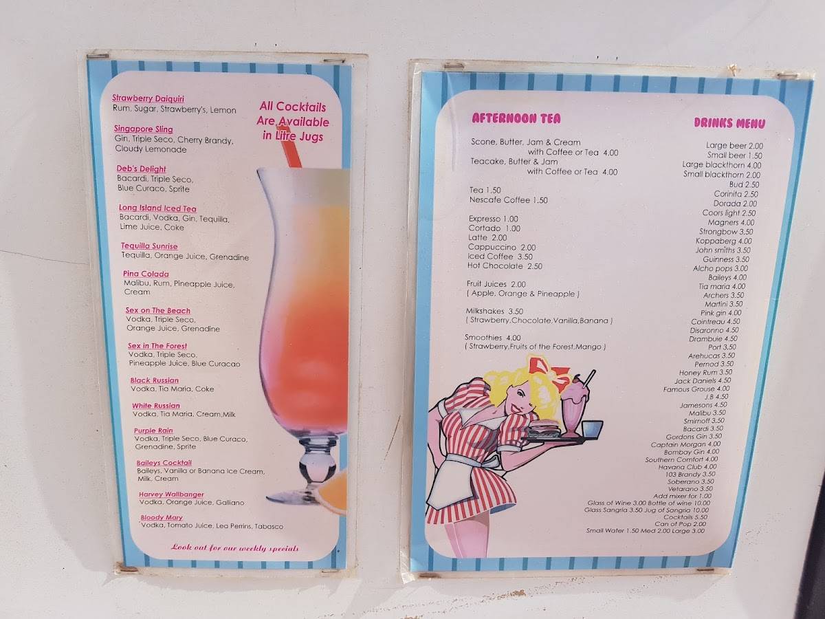 Menu at Deb's Diner cafe, Costa Teguise