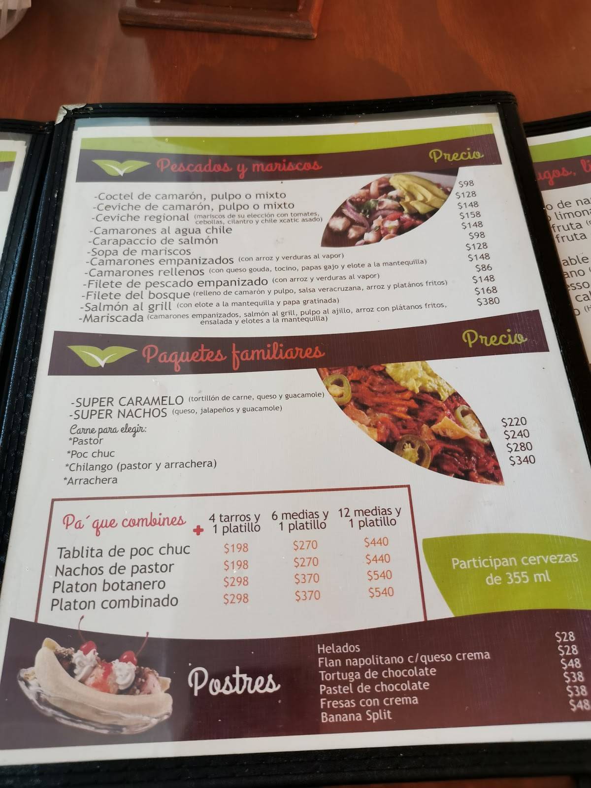 Carta de El Bosque Restaurante, Merida