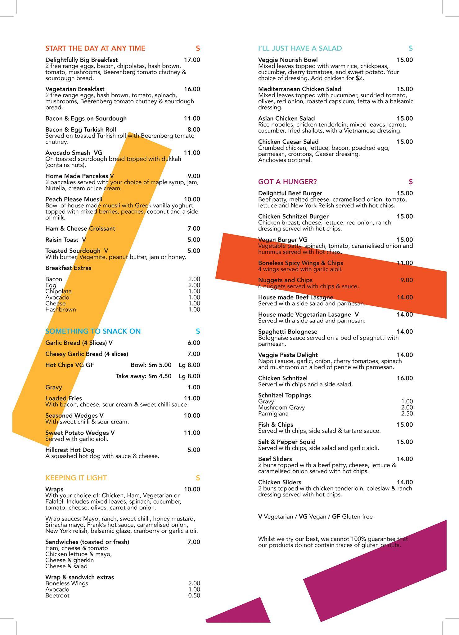 Menu at Delightful Cafe, Lightsview