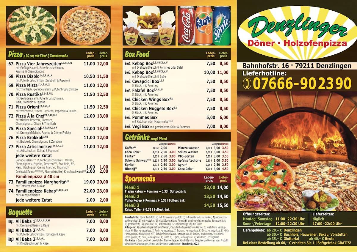 Speisekarte von Denzlinger Döner Kebap & Holzofen Pizzeria, Denzlingen