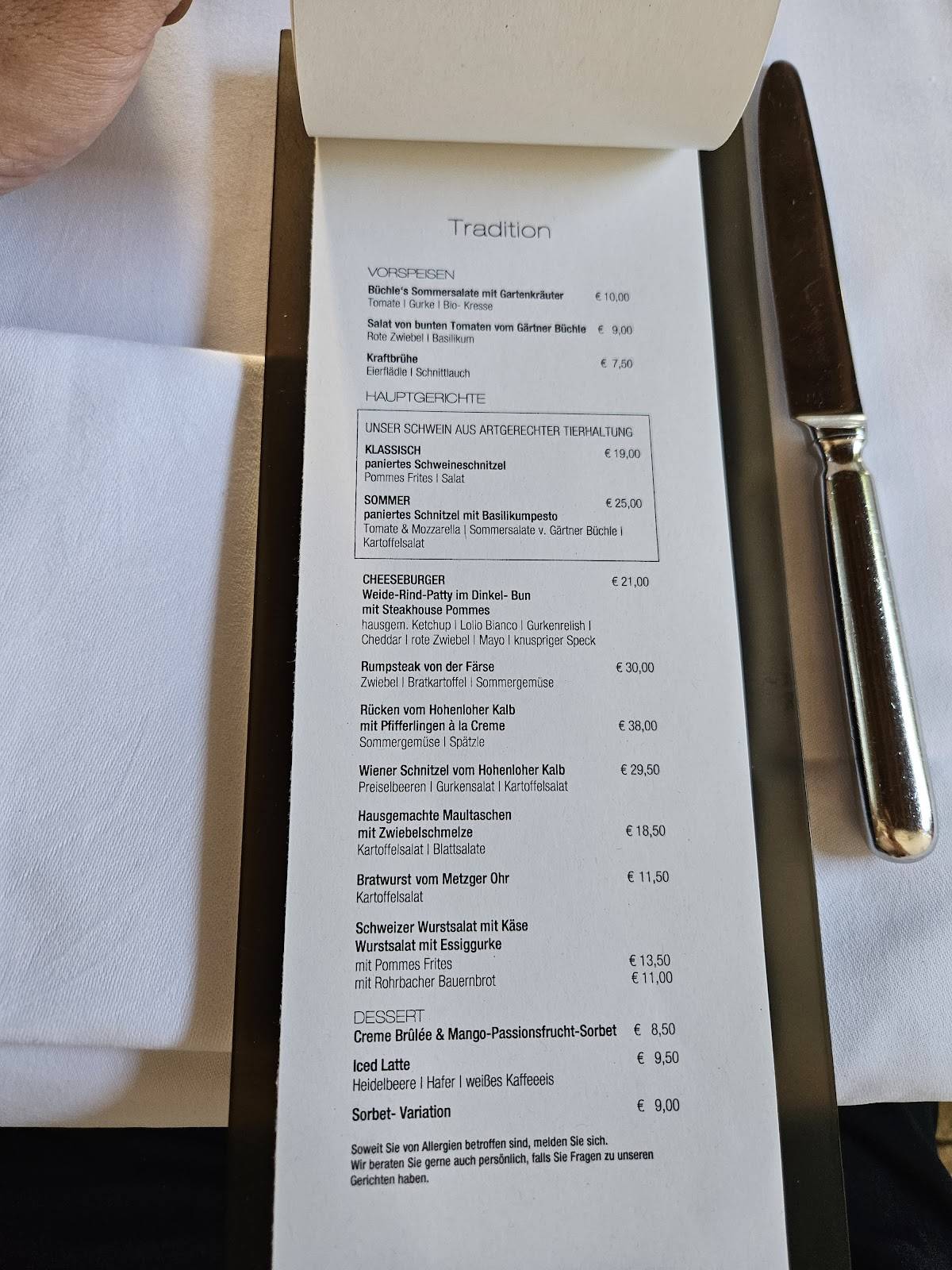 Speisekarte von Restaurant Der Grüne Baum, Sinsheim