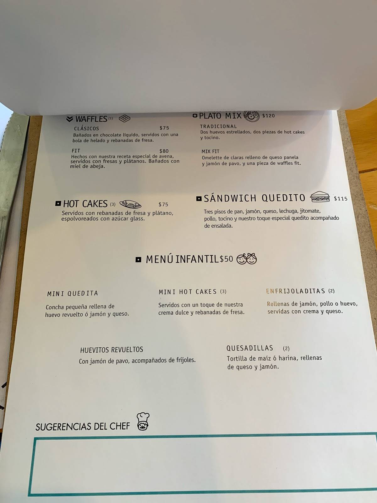Carta de Desayunos, Cafeteria Azul Quedito, Heroica Puebla de Zaragoza ...