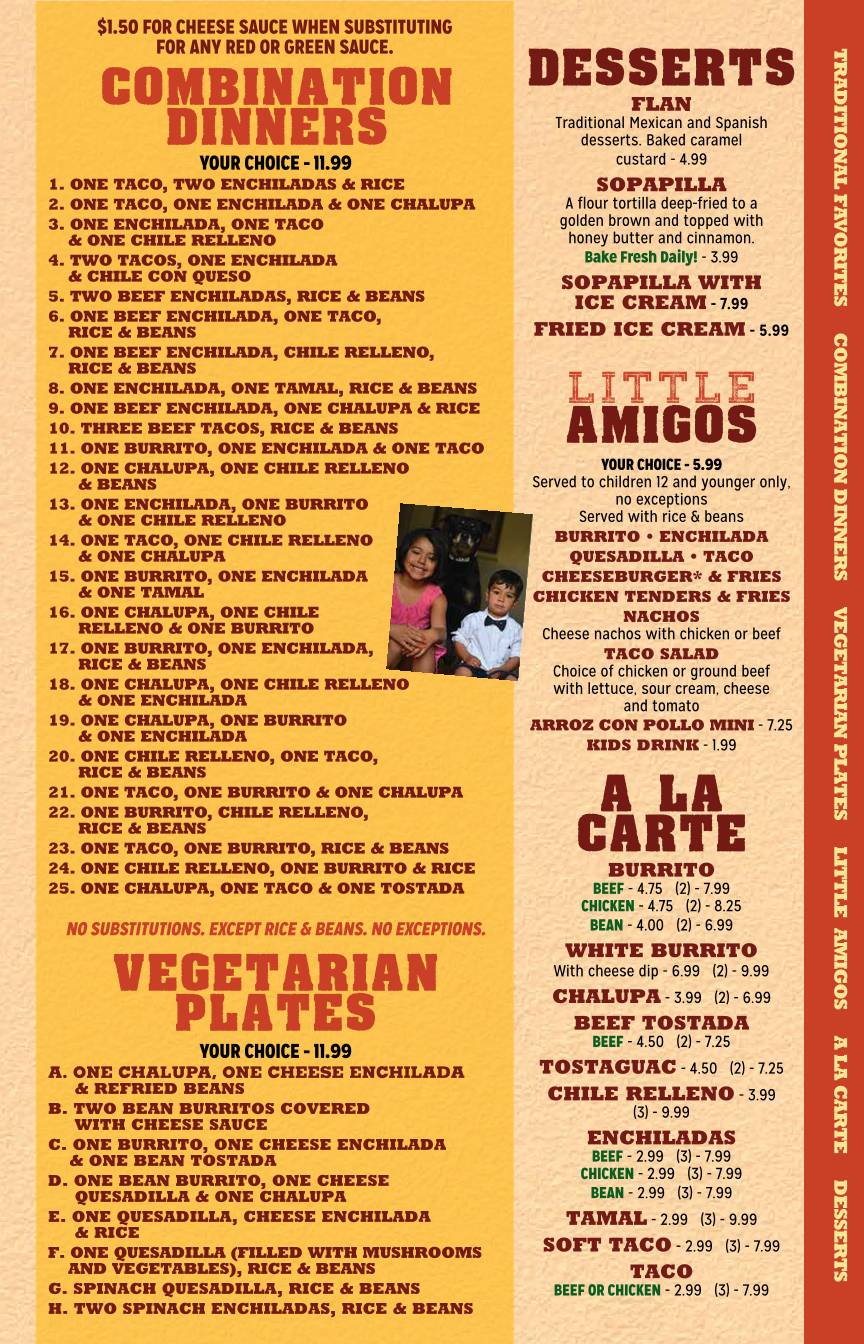 Menu at Burro Loco desserts, Anderson, 21 W 8th St