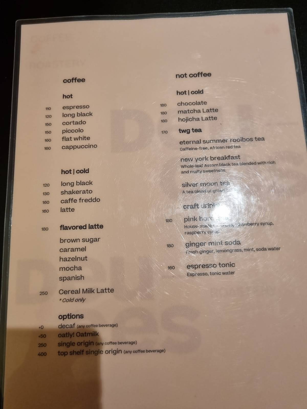 Menu at Deuces Coffee cafe, Makati