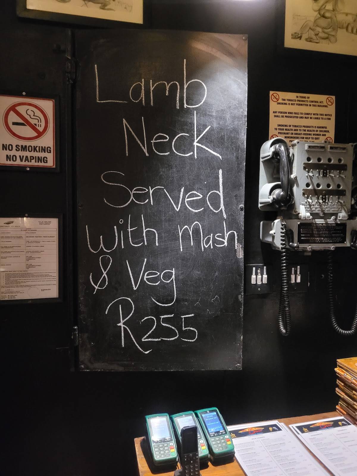 Menu at Die Boer Restaurant Durbanville, Cape Town
