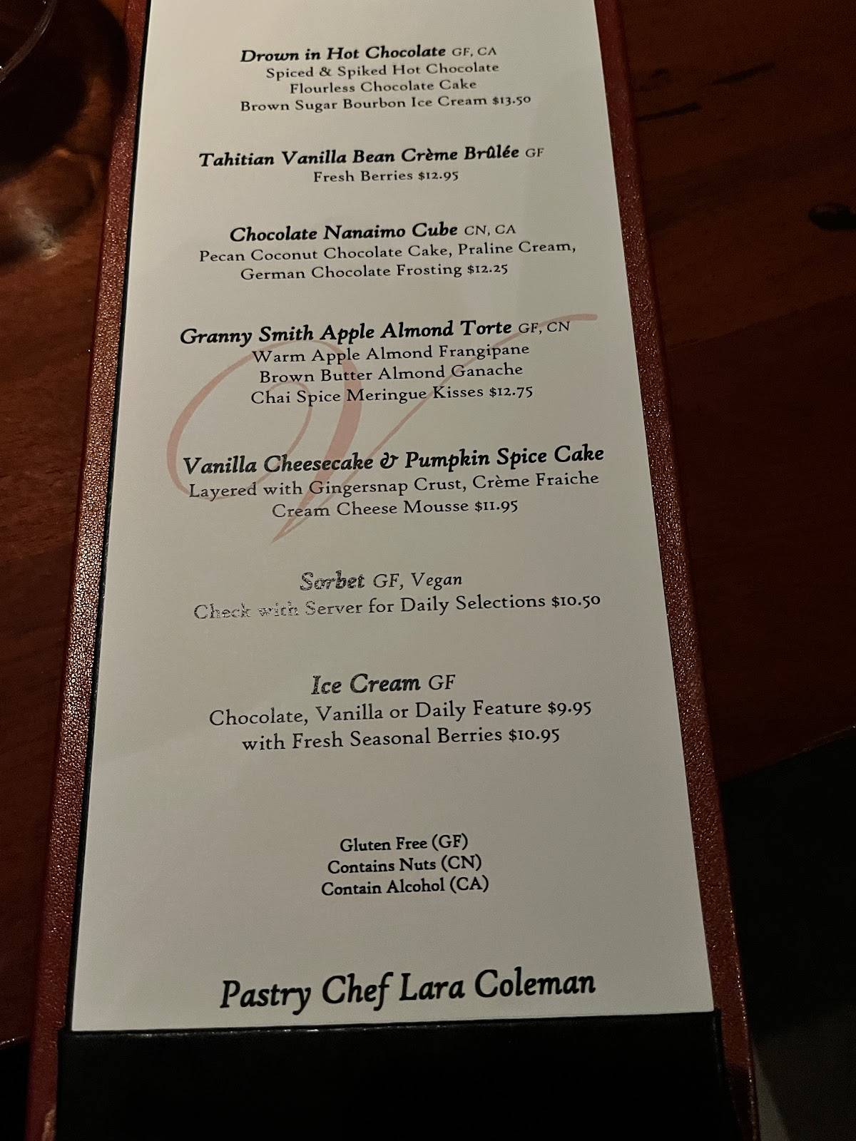 Menu at Different Pointe of View restaurant, Phoenix, N 7th St