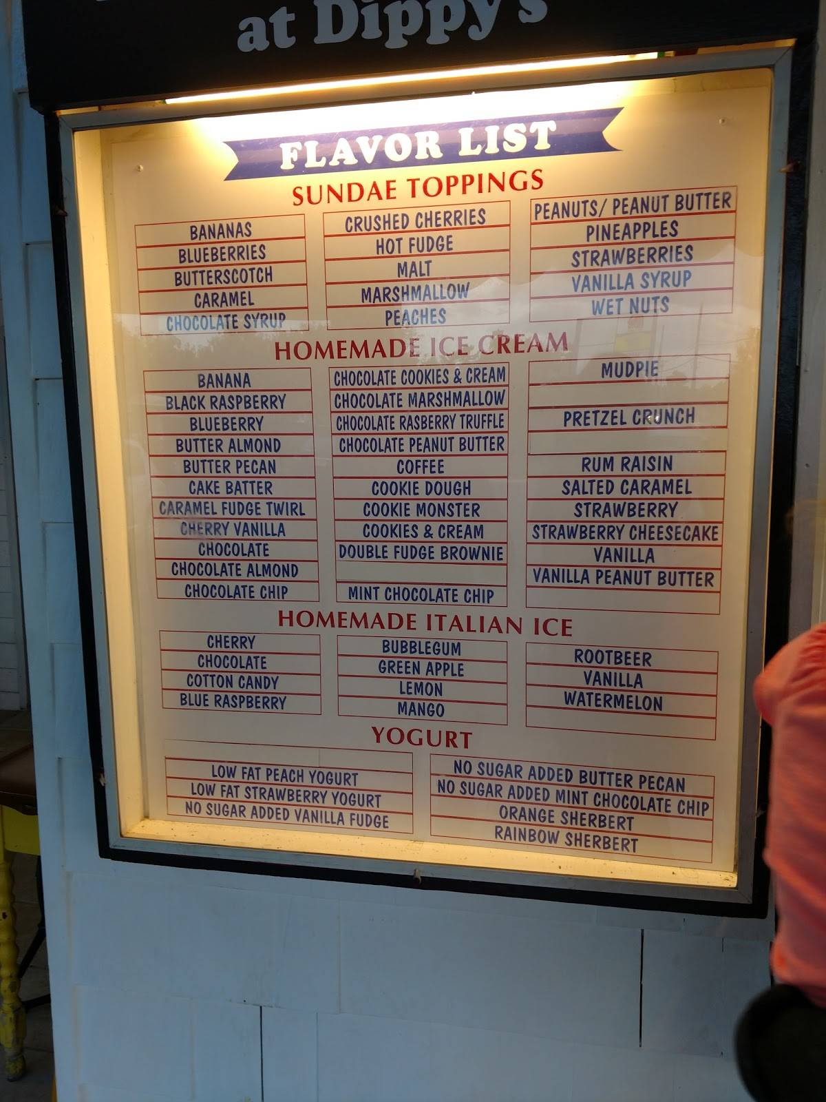 Menu at Dippy's Custard & Ice Cream desserts, Mantua Township