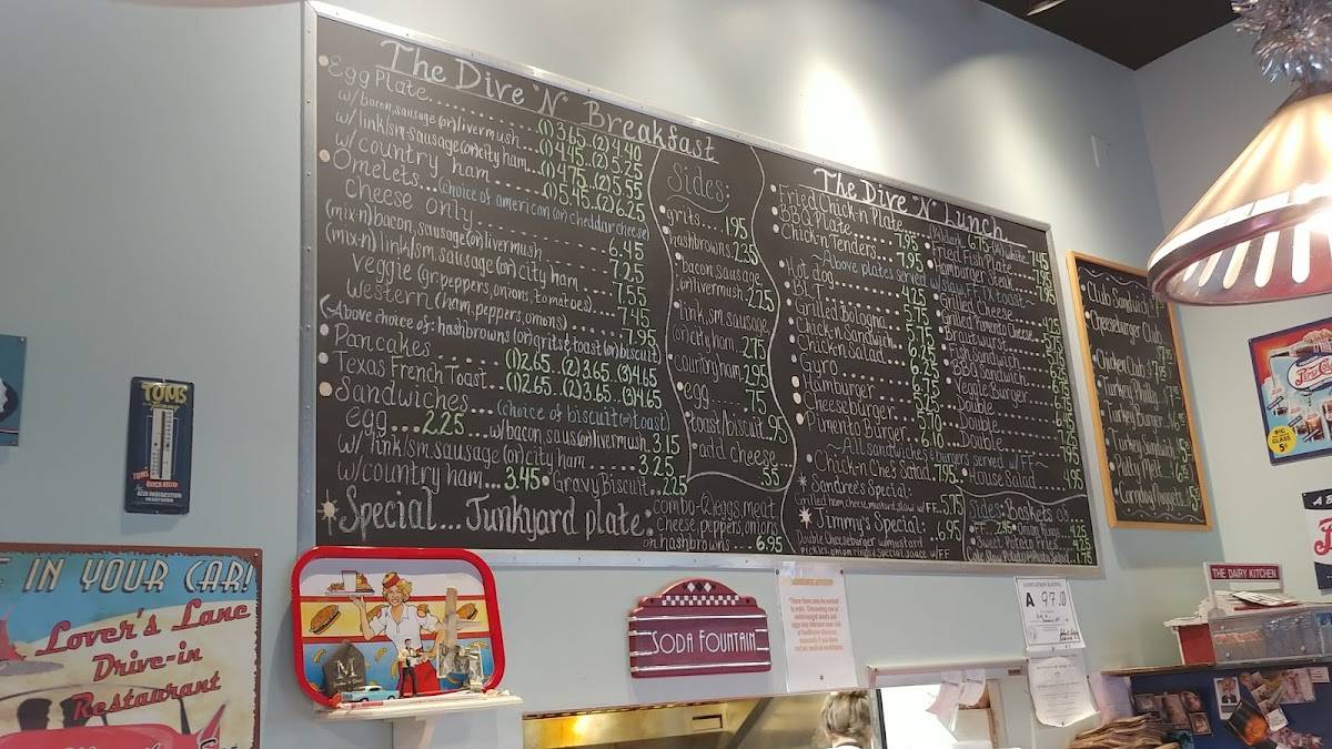 Menu at The Dive N restaurant, Pineville