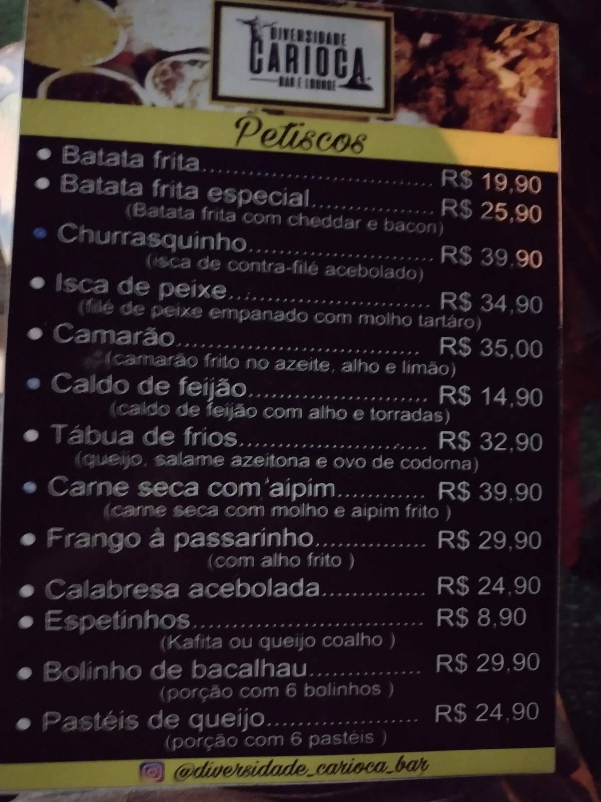 Menu em Diversidade Carioca Bar e Lounge, Rio de Janeiro