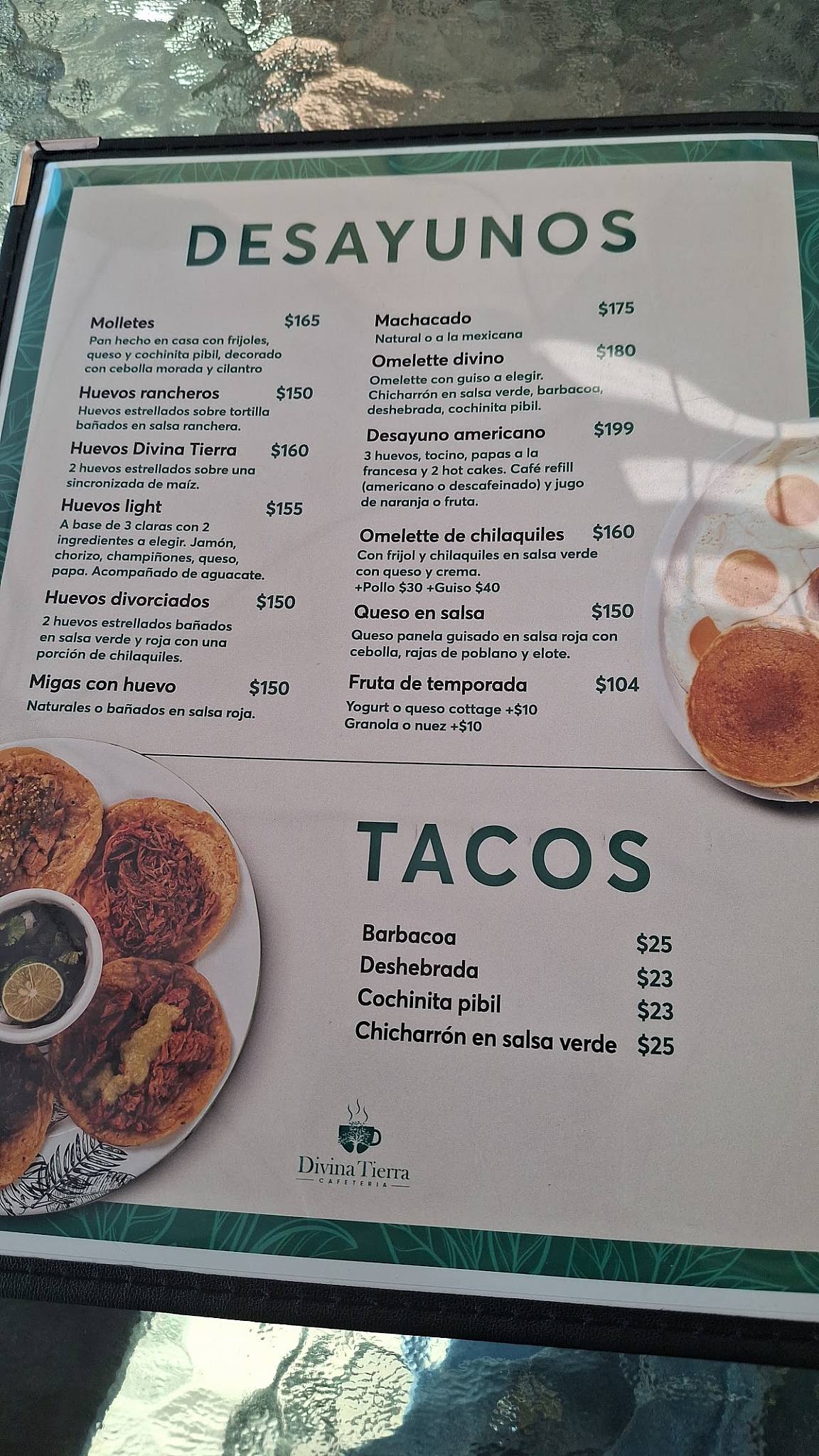 Carta de Divina Tierra Cafetería, Ciudad General Escobedo