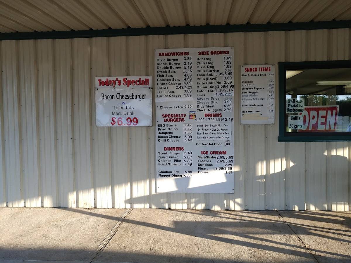 Menu at Dixie Dog Drive-In restaurant, Ponca City