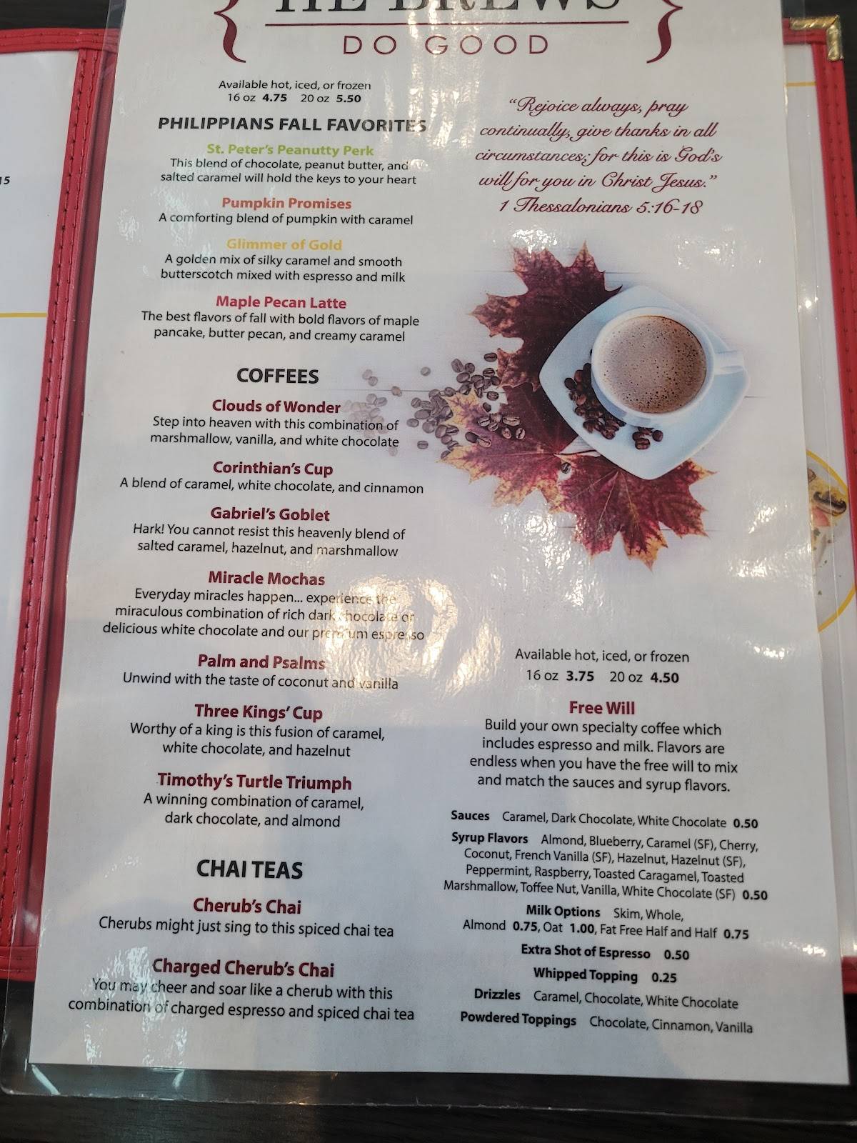 Menu at Do Good Restaurant and Ministry, Osgood, 25 Main St