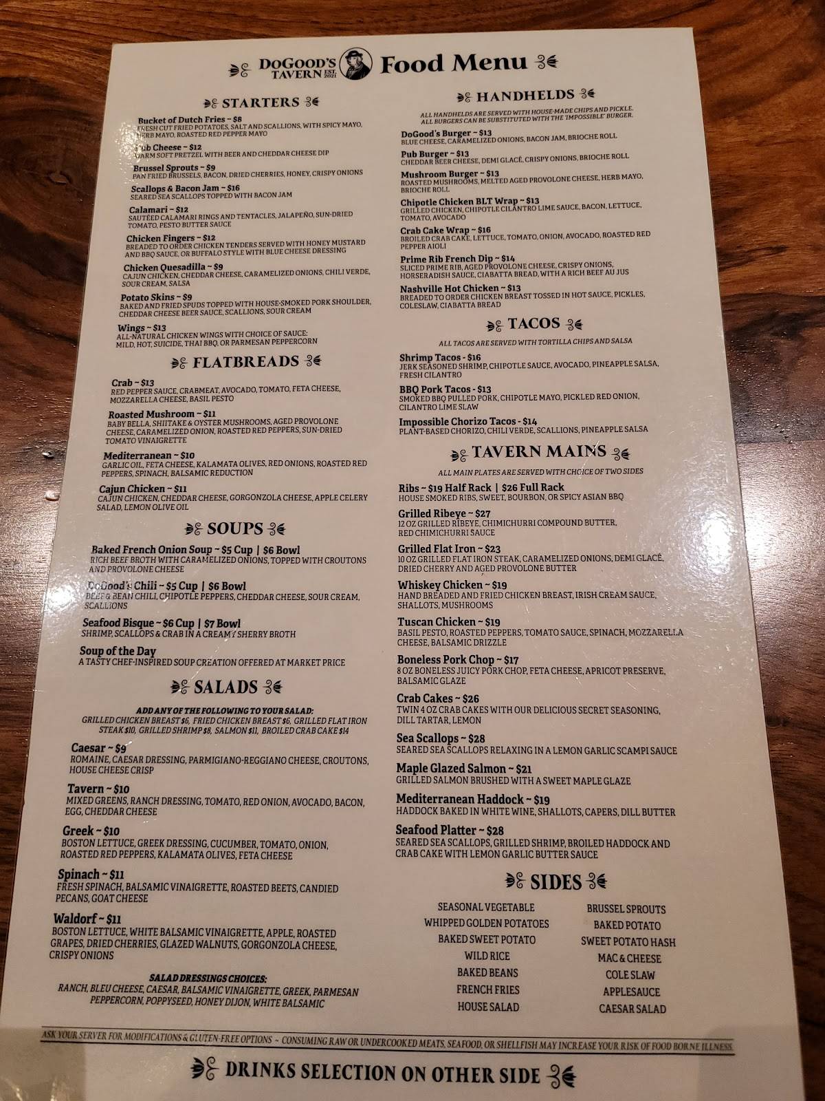 Menu at DoGoods Tavern pub & bar, Myerstown