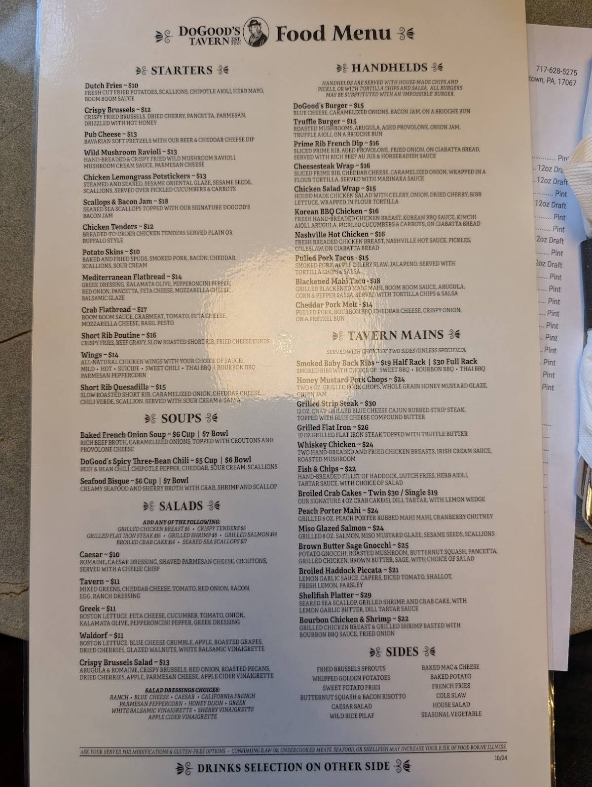 Menu at DoGoods Tavern pub & bar, Myerstown