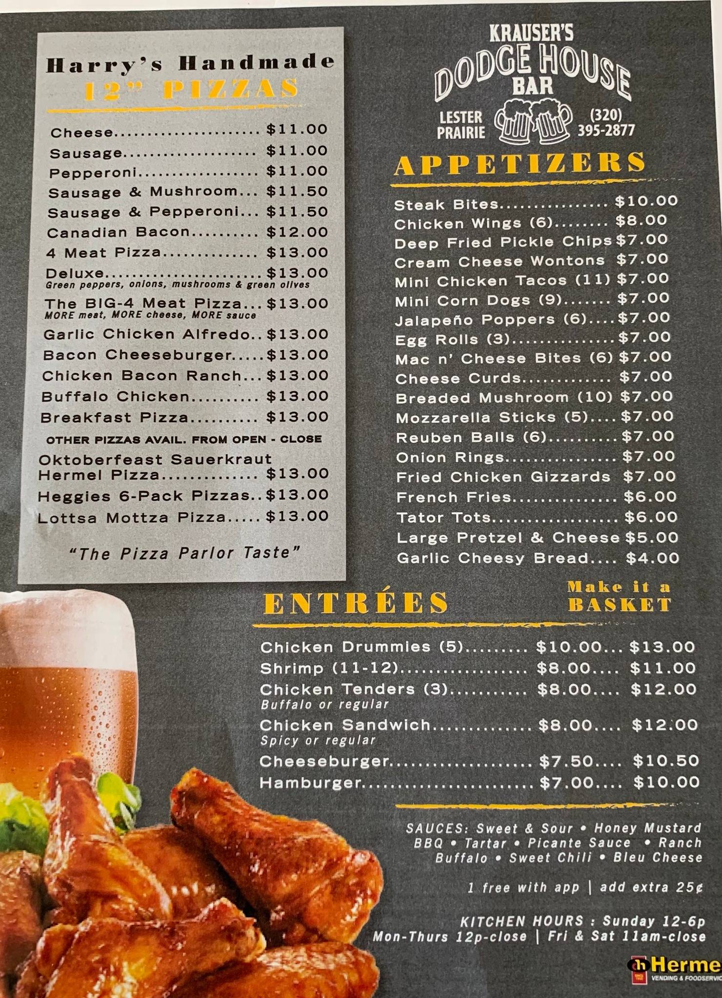 Menu at Dodge House pub & bar, Lester Prairie