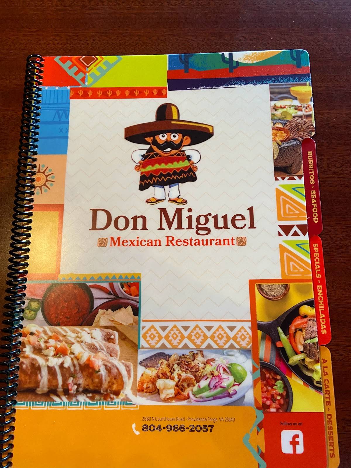 Menu at Don Miguel Mexican Restaurant, Providence Forge