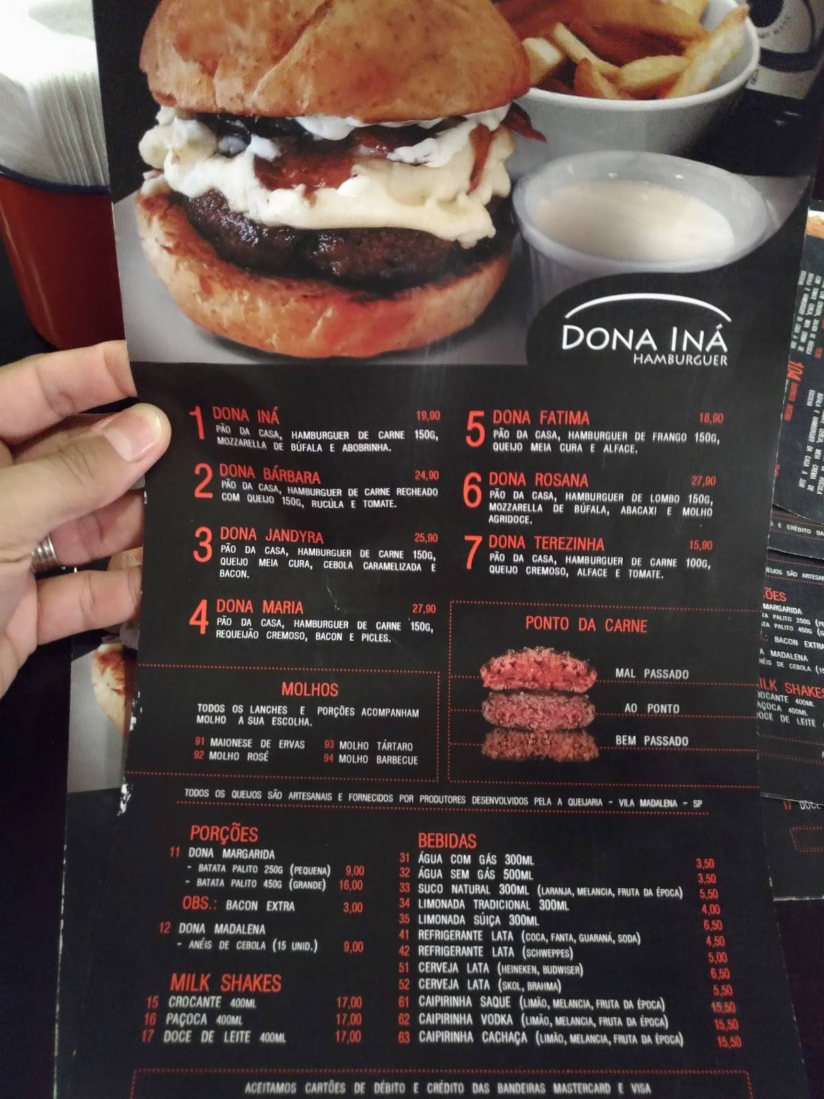 Menu em Dona Iná restaurante, Bauru