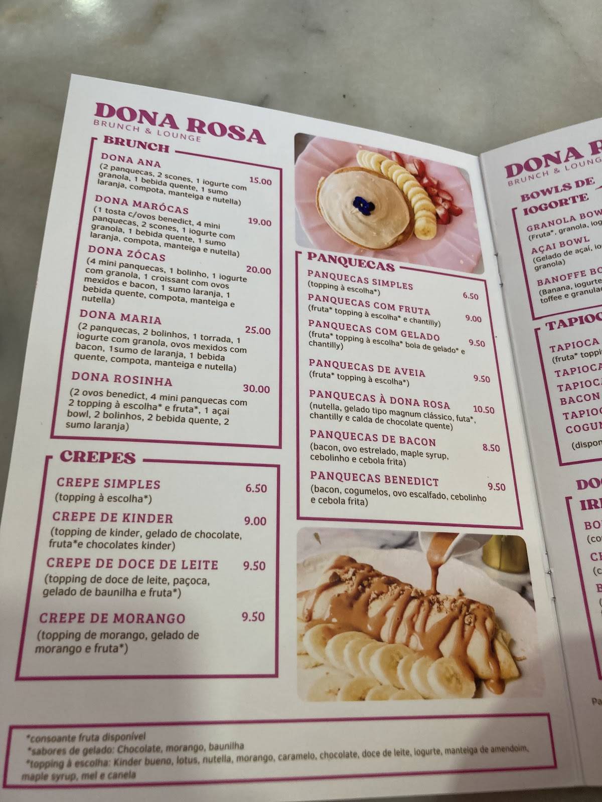 Menu em Dona Rosa Brunch & Lounge, Espinho
