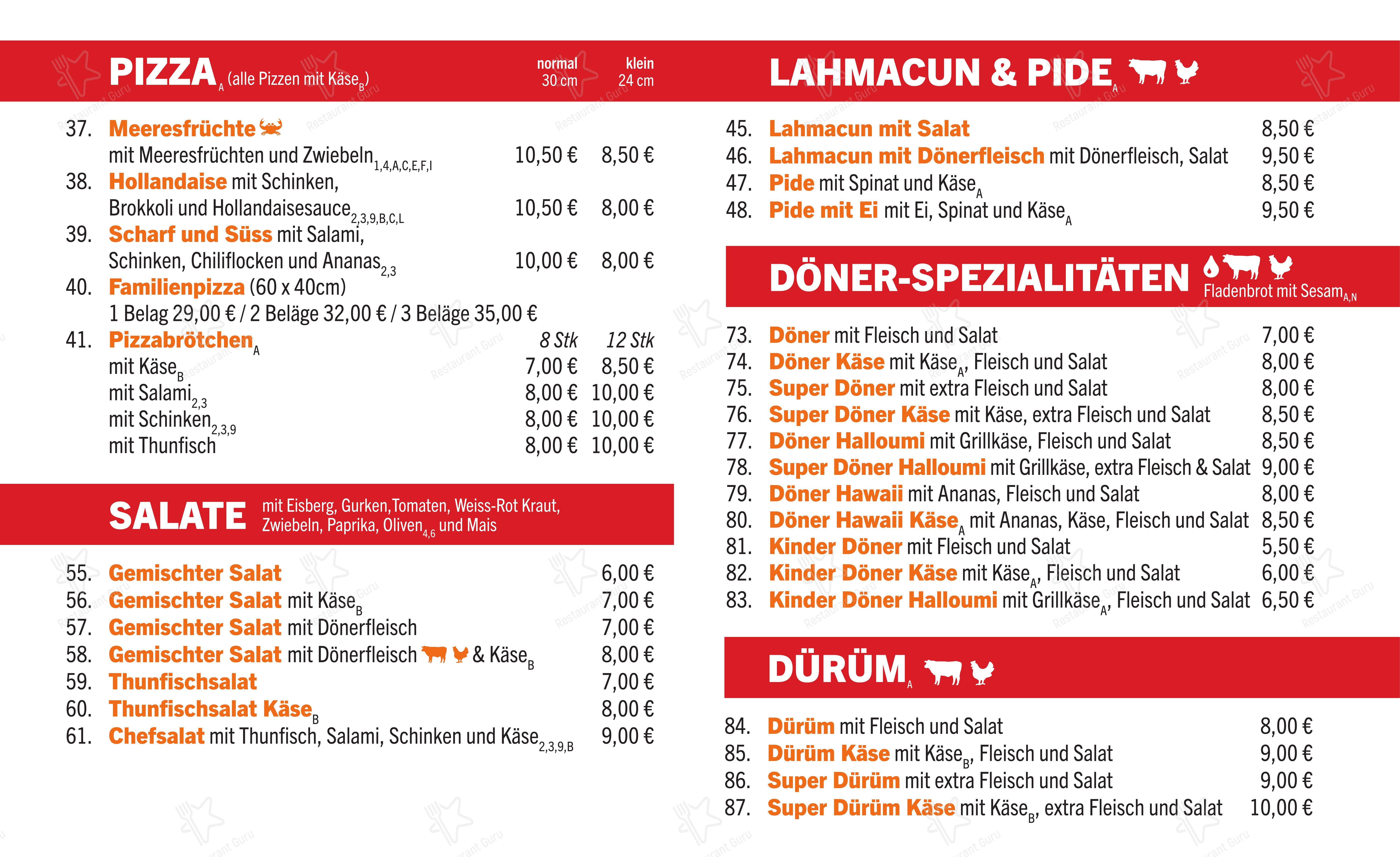Speisekarte von Döner Grillhaus "Am Puschkinplatz" restaurant, Riesa