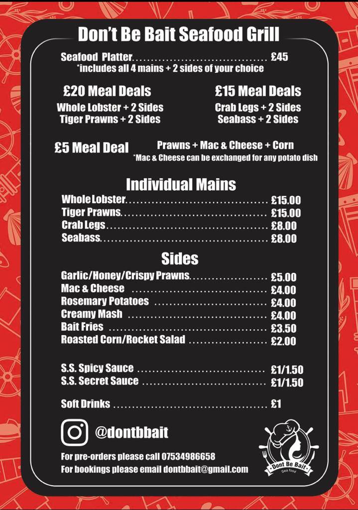Menu at Don’t be bait restaurant, London