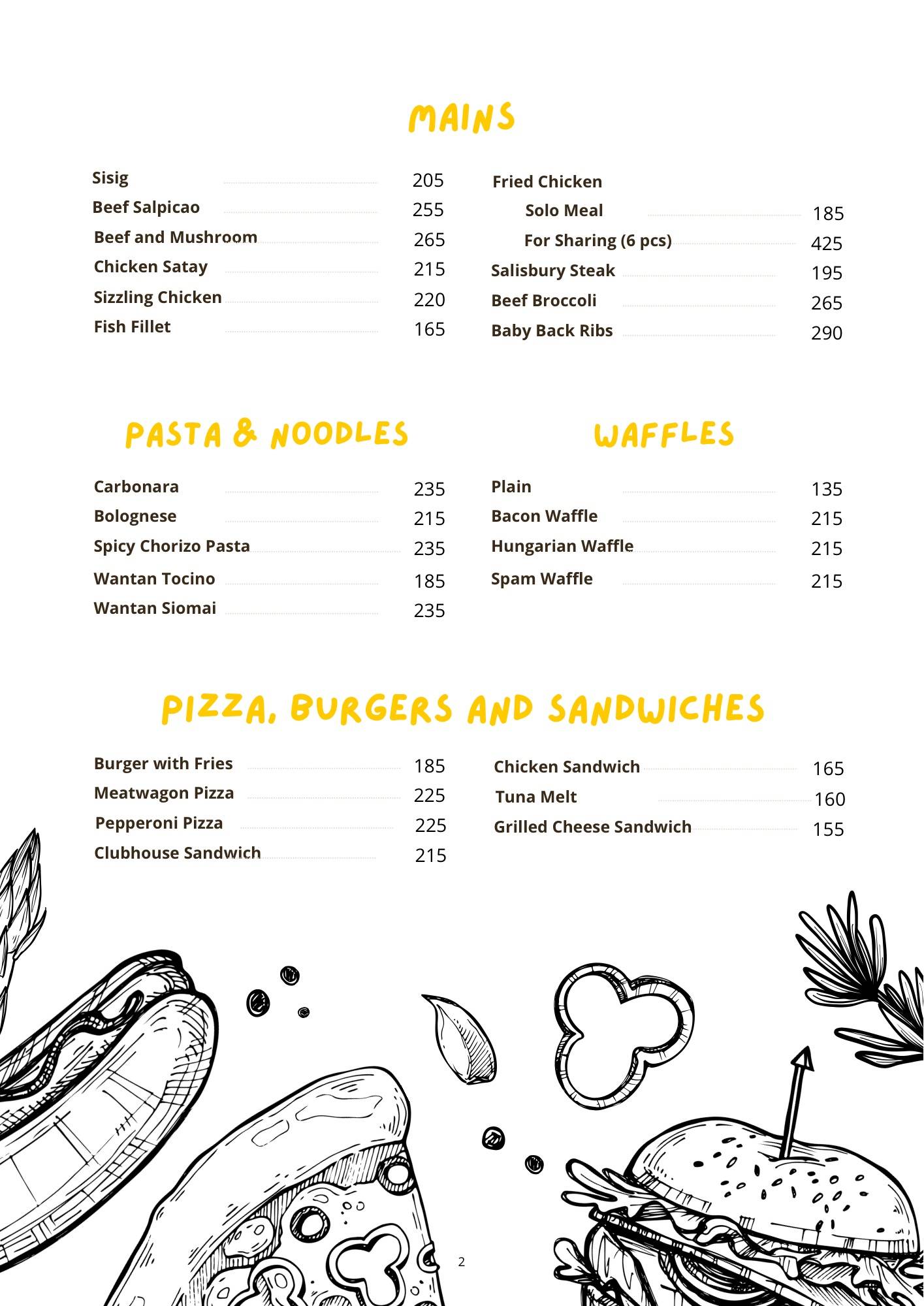 Carta del restaurante Double Dose Bistro, Bacolod