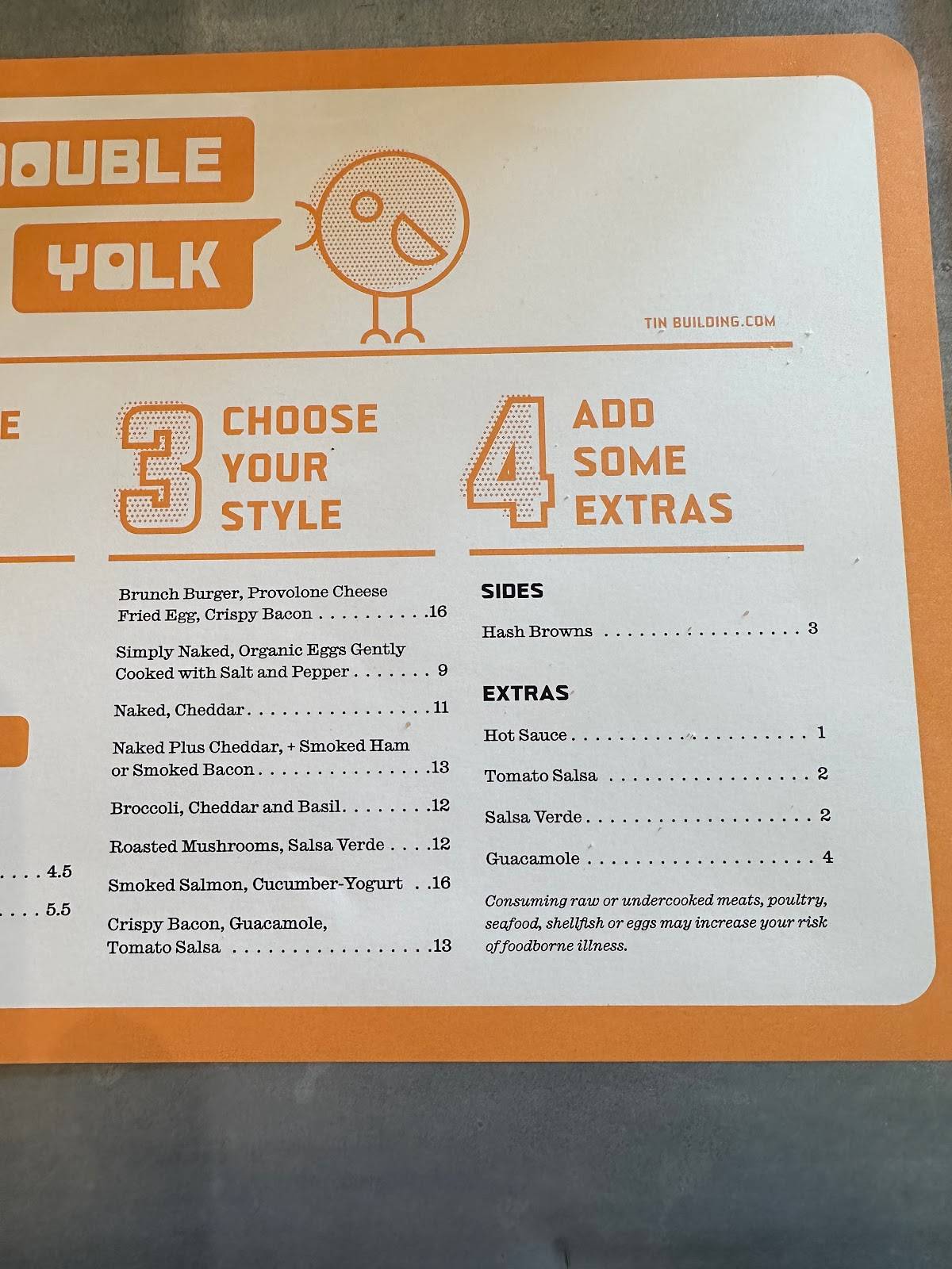 Menu at Double Yolk / Burger Bar, New York City