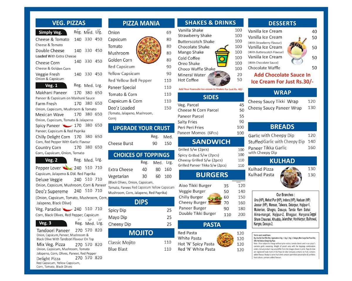 Menu at Dr. Deo'z Pizza & Cafe, Jassur