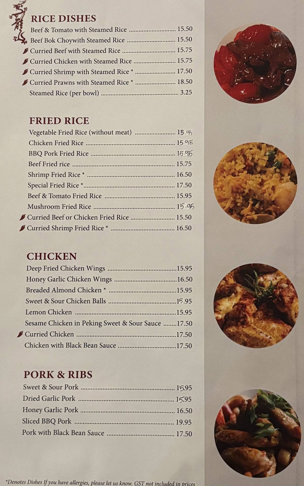 Menu au Dragon House Restaurant, Powell River