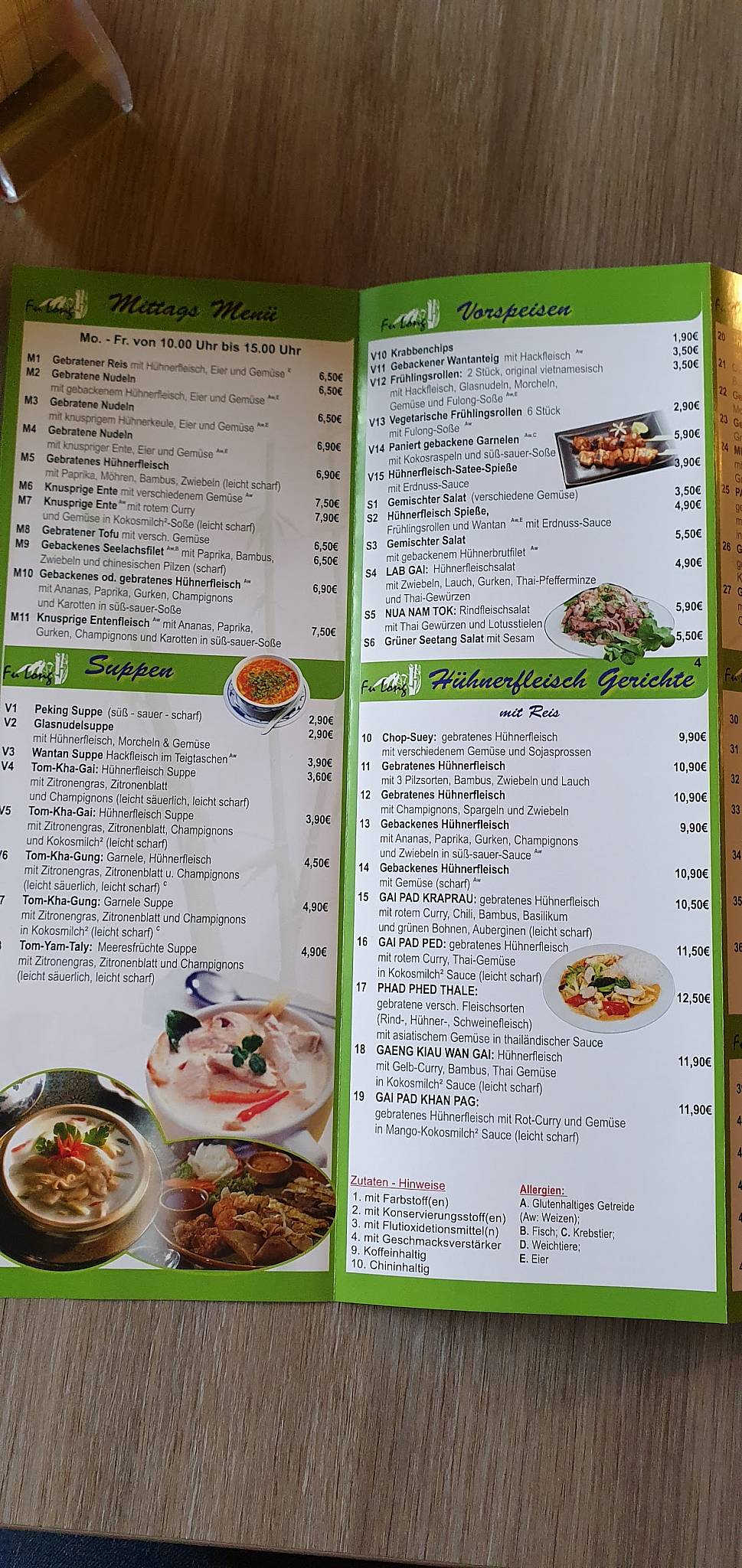 Carta del restaurante Fu Long, Dresde, Ammonstraße 74