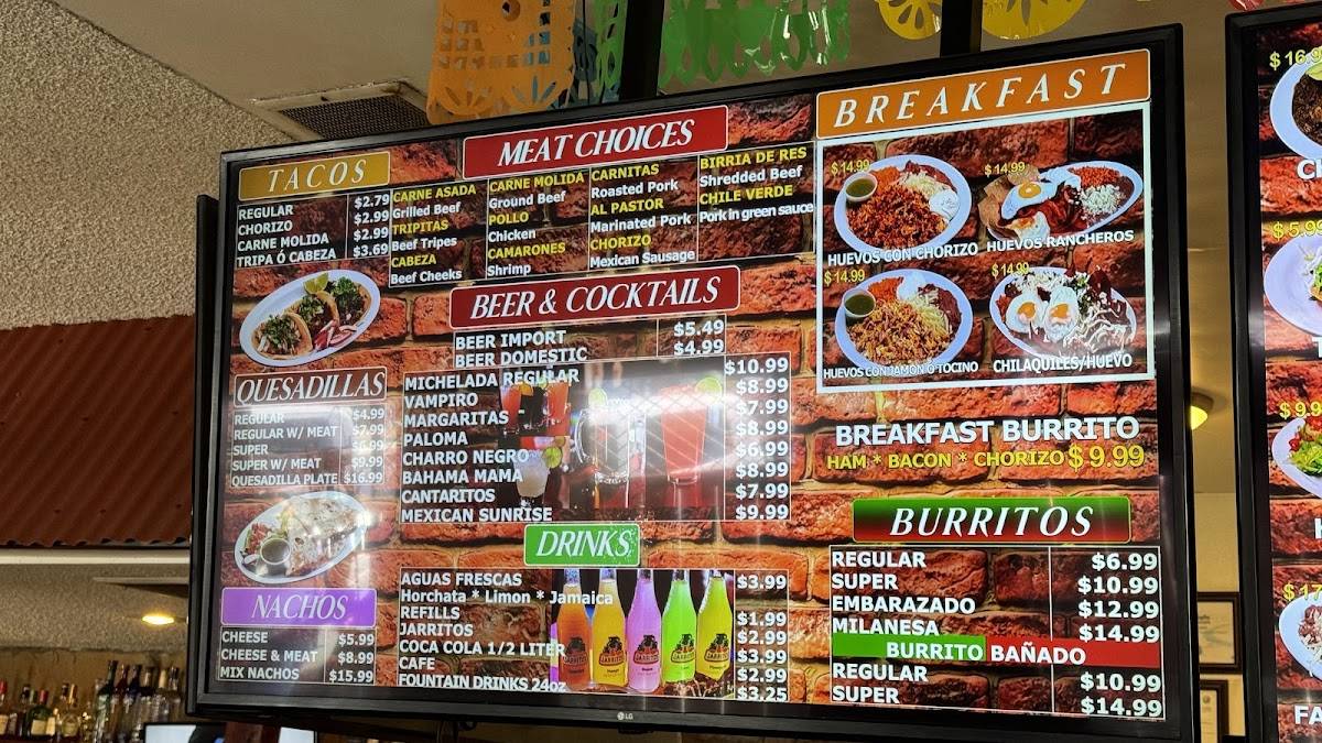 Menu at Duarte Mexican Food restaurant, Yuba City