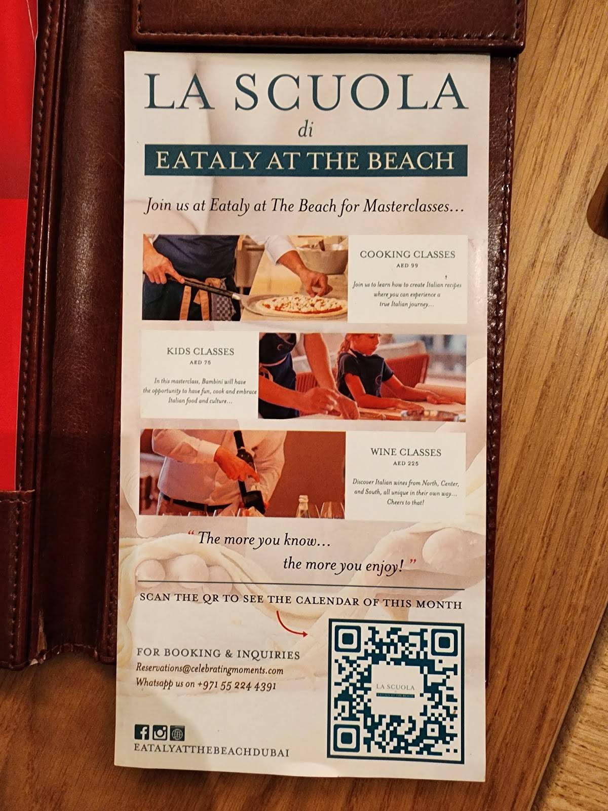 Carta del restaurante Eataly at The Beach Dubai, Dubai