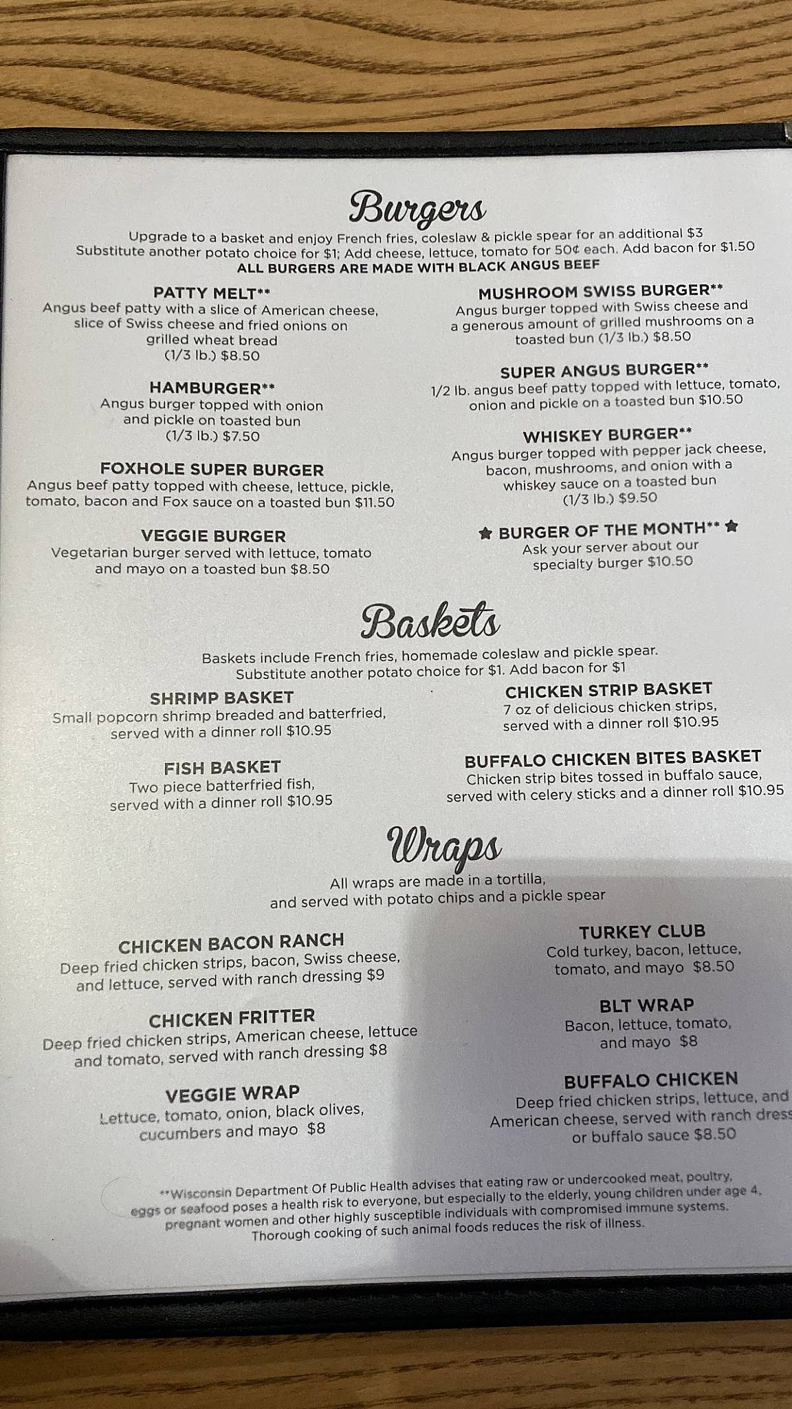 Menu at Dub's Pub And Catering, Sparta