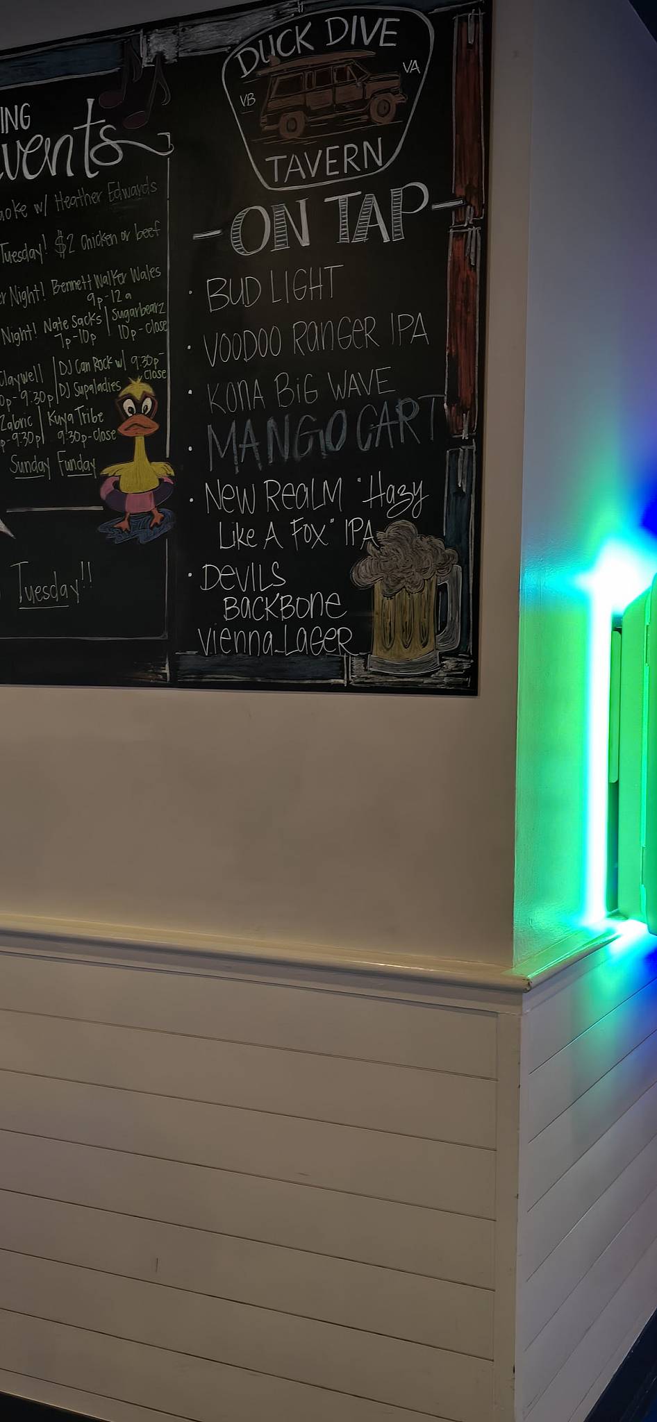 Menu at Duck Dive Tavern restaurant, Virginia Beach