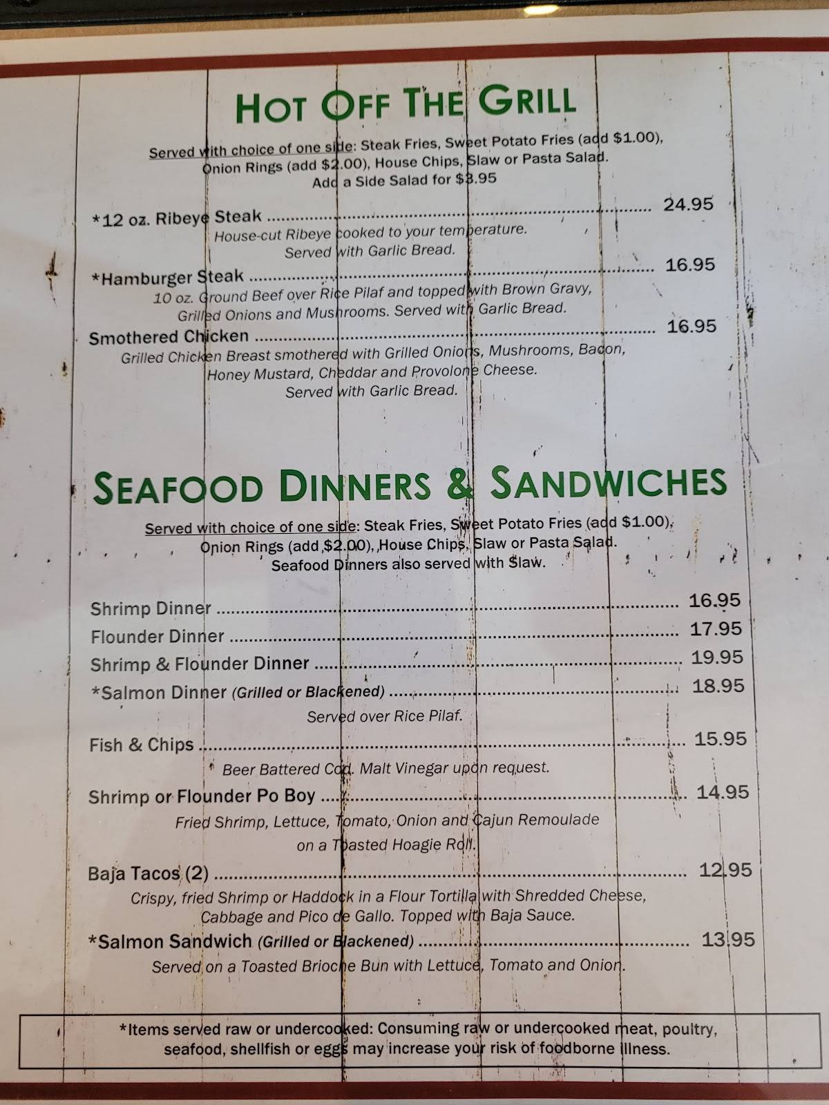 Menu at Duffer's Bar & Grill, Shallotte